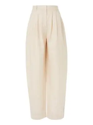 Posse Posse Lucille Pinstripe Linen Barrel-Leg Pants Beige