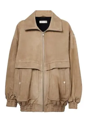 Nour Hammour Beck Suede Bomber Jacket - Beige