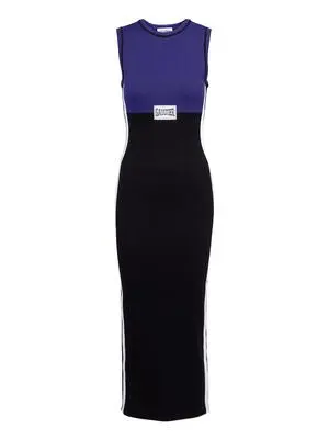 JEAN PAUL GAULTIER Ribbed-knit Cotton-blend Midi Dress - Blue