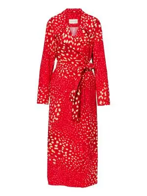 Dries Van Noten Printed Viscose Coat - Red