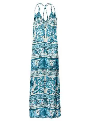 ADRIANA DEGREAS Satin Maxi Dress - Blue