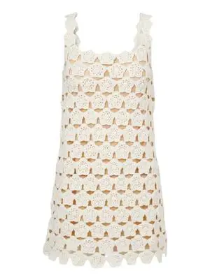 Staud Hoya Floral Crochet Minidress - Neutrals
