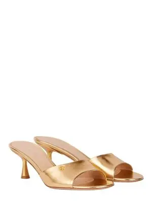 GIANVITO ROSSI Ascent 55 Leather Mules - Gold