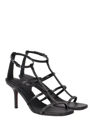 Brunello Cucinelli Monili Leather Sandals - Black
