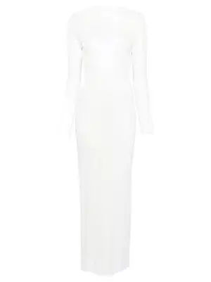 SELF-PORTRAIT Gathered Jersey Maxi Dress - White