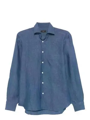 BARBA NAPOLI Linen Shirt - Blue