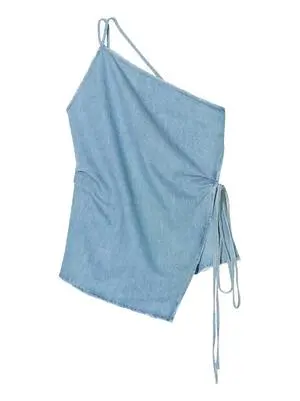 Closed Wrap-design Denim Top - Blue
