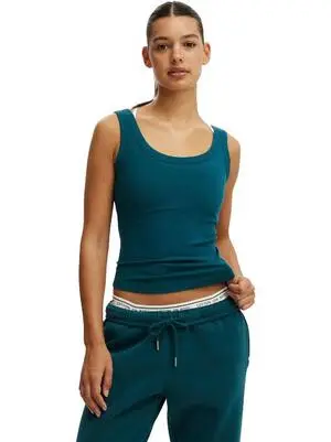 Cotton:on Active Rib Tank - Tidal Teal