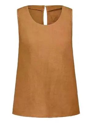 120% Lino Sleeveless Linen Top - Brown