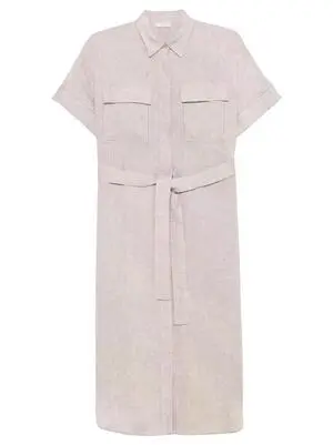 Peserico Linen Midi Shirt Dress - Neutrals