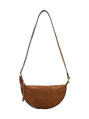 ALLSAINTS Halfmoon Suede Crossbody Bag - Cognac