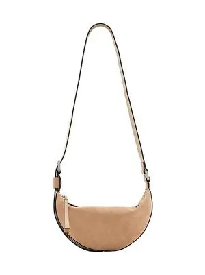 ALLSAINTS Allsaints Halfmoon Suede Crossbody Bag Mink Brown