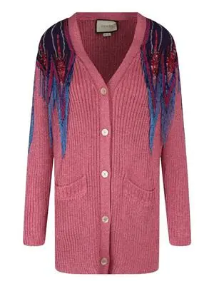 Gucci Sequin And Fringe Cardigan - Pink