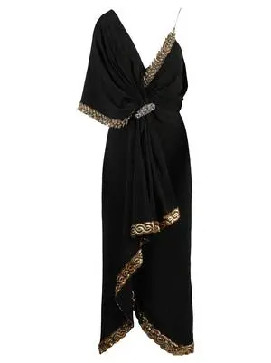 Gucci Beaded Draped Midi Dress - Black