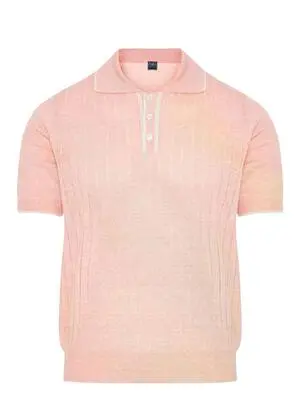 Fedeli Ribbed-knit Polo Shirt - Pink