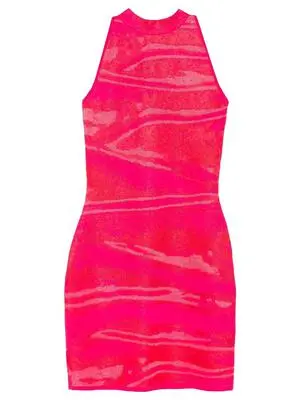 Balmain Patterned Jacquard Mini Dress - Pink
