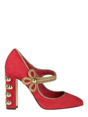 Dolce & Gabbana Mary Jane Pumps In Suede And Metallic - Red