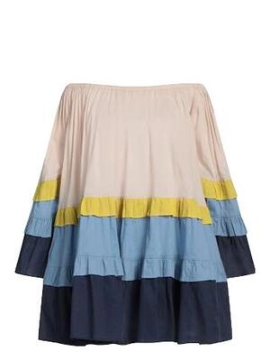 TWINSET Cotton Tiered Mini Dress - Sand