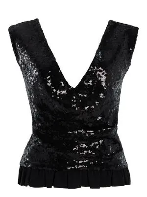TAE PARK Tae Park Sequin Top With Open Back Black