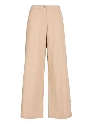 OTTOD'AME Wide Leg Solid Pants - Beige