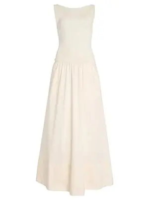 ST. AGNI Knit And Cotton Maxi Dress - Ivory