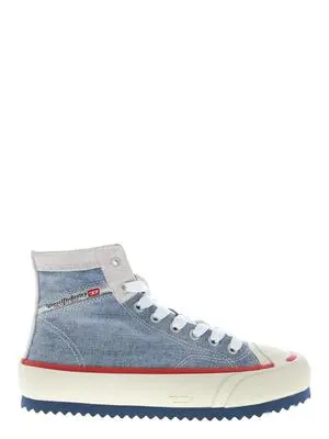 DIESEL S-principia Mid High-top Sneakers - Light Blue/red