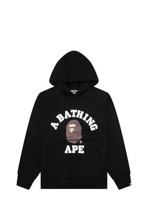 A BATHING APE College Puffy Relaxed Fit Pullover Hoodie - Black