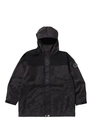 A BATHING APE Solid Camo Jacquard Long Coat - Black