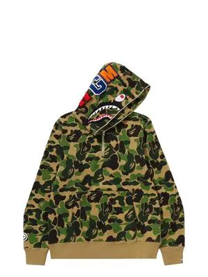 A BATHING APE Abc Camo Shark Half Zip Pullover Hoodie - Green