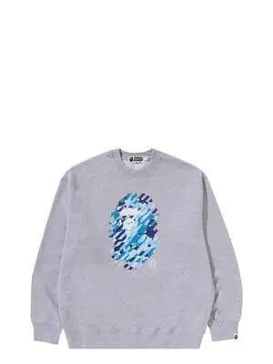 A BATHING APE Abc Camo Ape Head Relaxed Fit Crewneck Sweatshirt - Grey