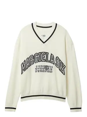 MAISON MARGIELA Varsity Jaquard V-neck 'off White - Cream