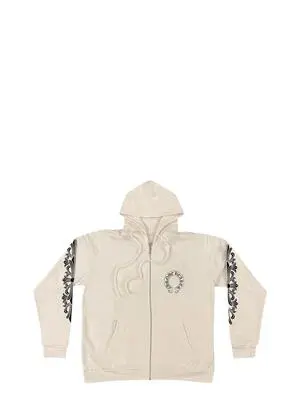 Chrome Hearts Horseshoe Logo Zip Up Hoodie - White
