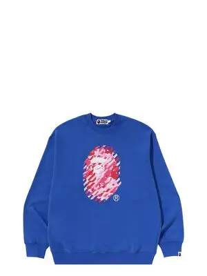 A BATHING APE Abc Camo Ape Head Relaxed Fit Crewneck Sweatshirt - Blue