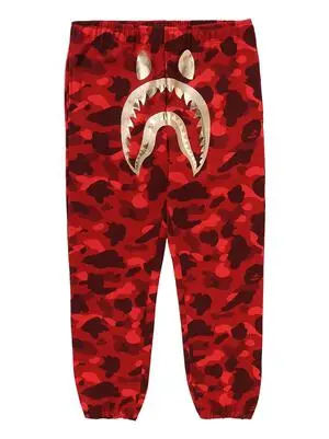 A BATHING APE Color Camo Shark Sweatpants - Red