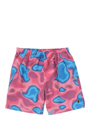 A BATHING APE Liquid Camo One Point Beach Shorts - Pink