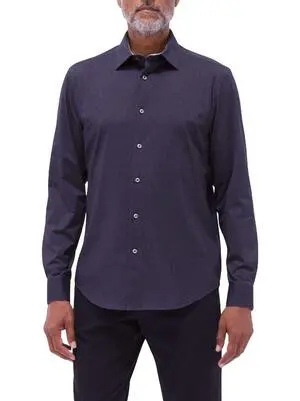Bugatchi Jimmy Ooohcotton® Solid Button-up Shirt Black