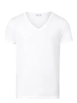 Hanro Cotton Superior Fitted V-neck Cotton T-shirt - White