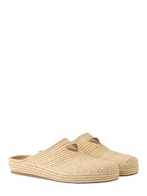 Prada Raffia Mules - Natural