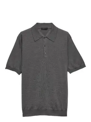 Prada Cashmere And Silk Polo Shirt - Slate Gray
