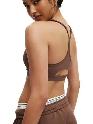 Cotton:on Active 365 Keyhole Crop Deep Taupe