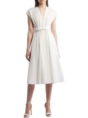 Kobi Halperin Tie Waist Midi Dress - White