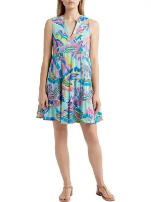 HATLEY Blooming Palms Sleeveless Dress - Turquoise