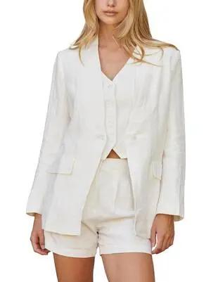 CRESCENT CRESCENT Collarless Linen Blazer