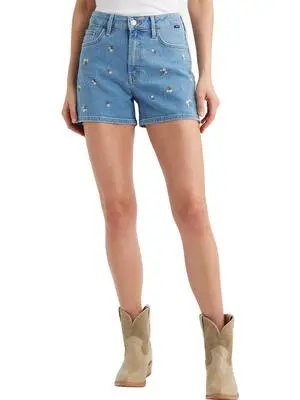 MAVI Heidi Embroidered Denim Shorts - Mid Flower Denim