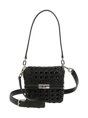 Dolce & Gabbana Marlene Woven Leather Shoulder Bag - Black/ Black