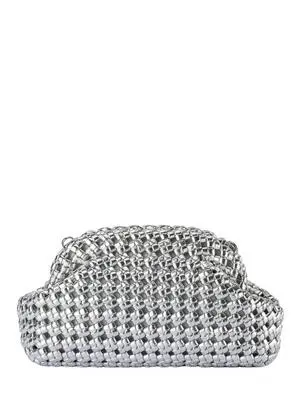 OLGA BERG Everly Handwoven Frame Clutch - Silver
