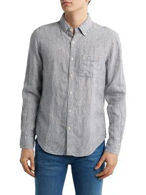 ALEX CRANE Playa Linen Button-down Shirt - Lines