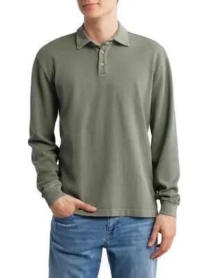 ALEX CRANE Caza Rib Organic Cotton Long Sleeve Polo - Jade