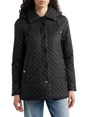 London Fog Water Resistant Quilted Jacket - Black
