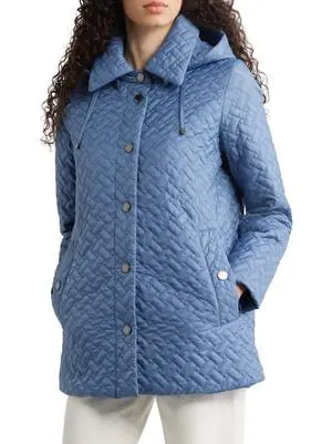 London Fog Water Resistant Quilted Jacket - Blue